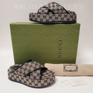 Gucci | Shoes | Gucci Shoes Angelina Gg Supreme Canvas Platform Slides ...